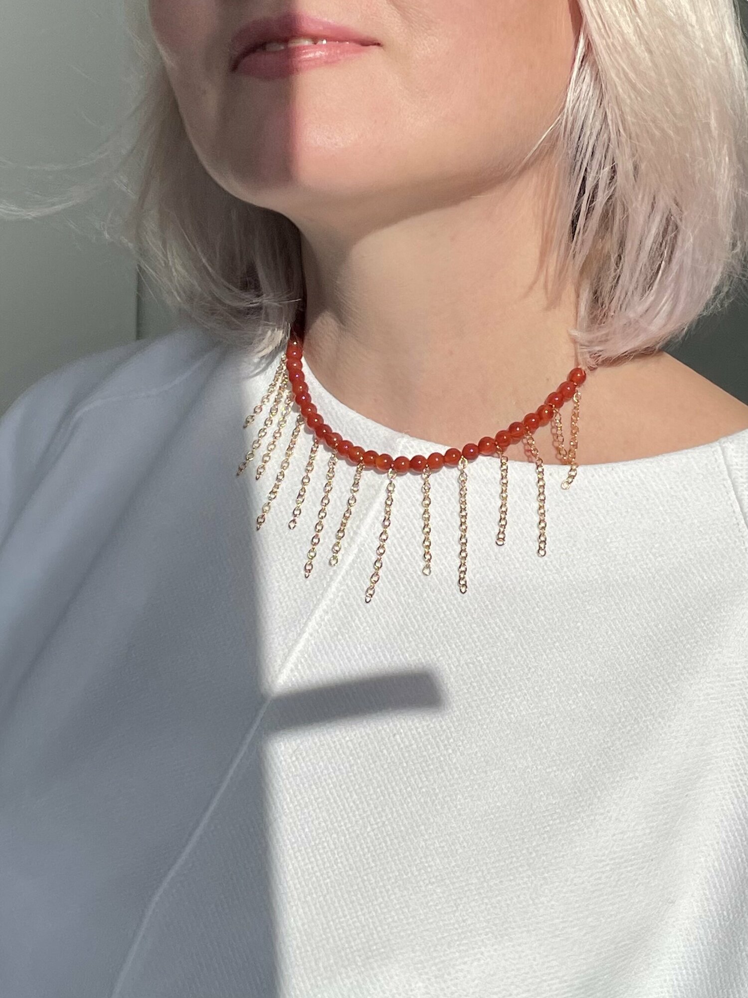 Колье, сердолик