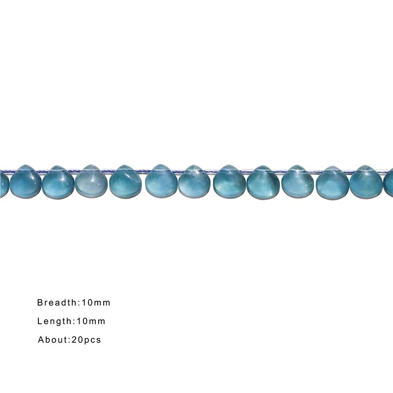 Флюорит бусины 7A плоские каплевидные Голубой, Blue Fluorite 10mm