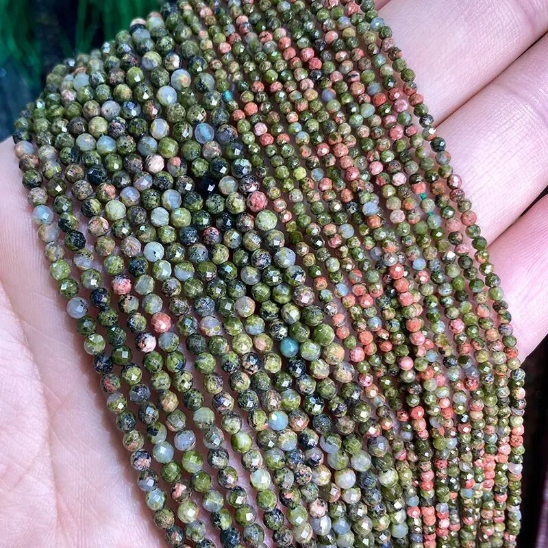 Бусины из черного оникса LUOMAN XIARI 2мм 3мм 4мм 3mm 120pcs, unakite