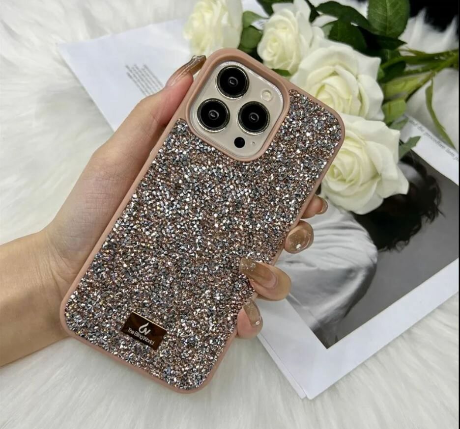 Чехол со стразами Swarovski The Bling World Elite Case для IPhone 14 Pro, бежевый