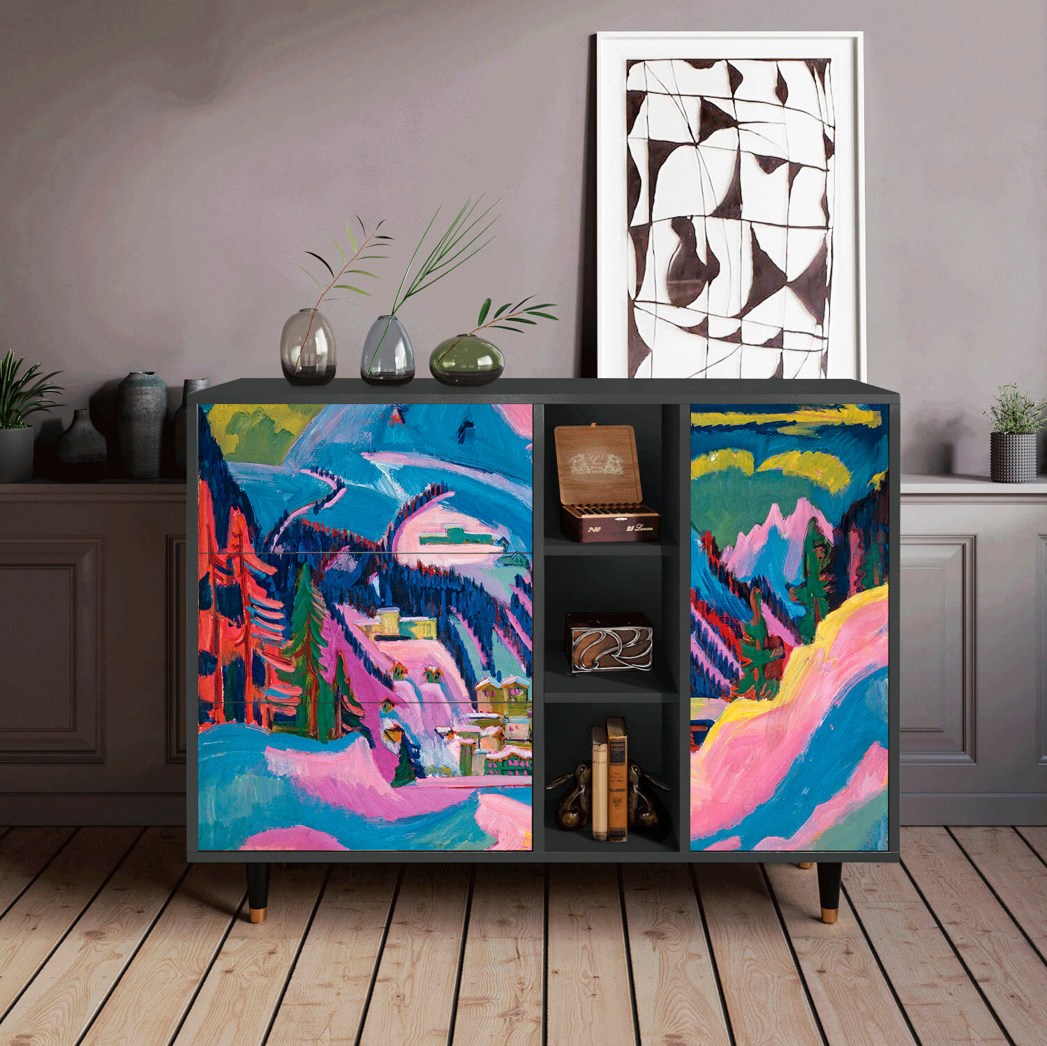 Комод - STORYZ - BS2 Davos Winter by Kircher , Разер - 125 x 97 x 48 см , Цвет корпуса - Антрацит