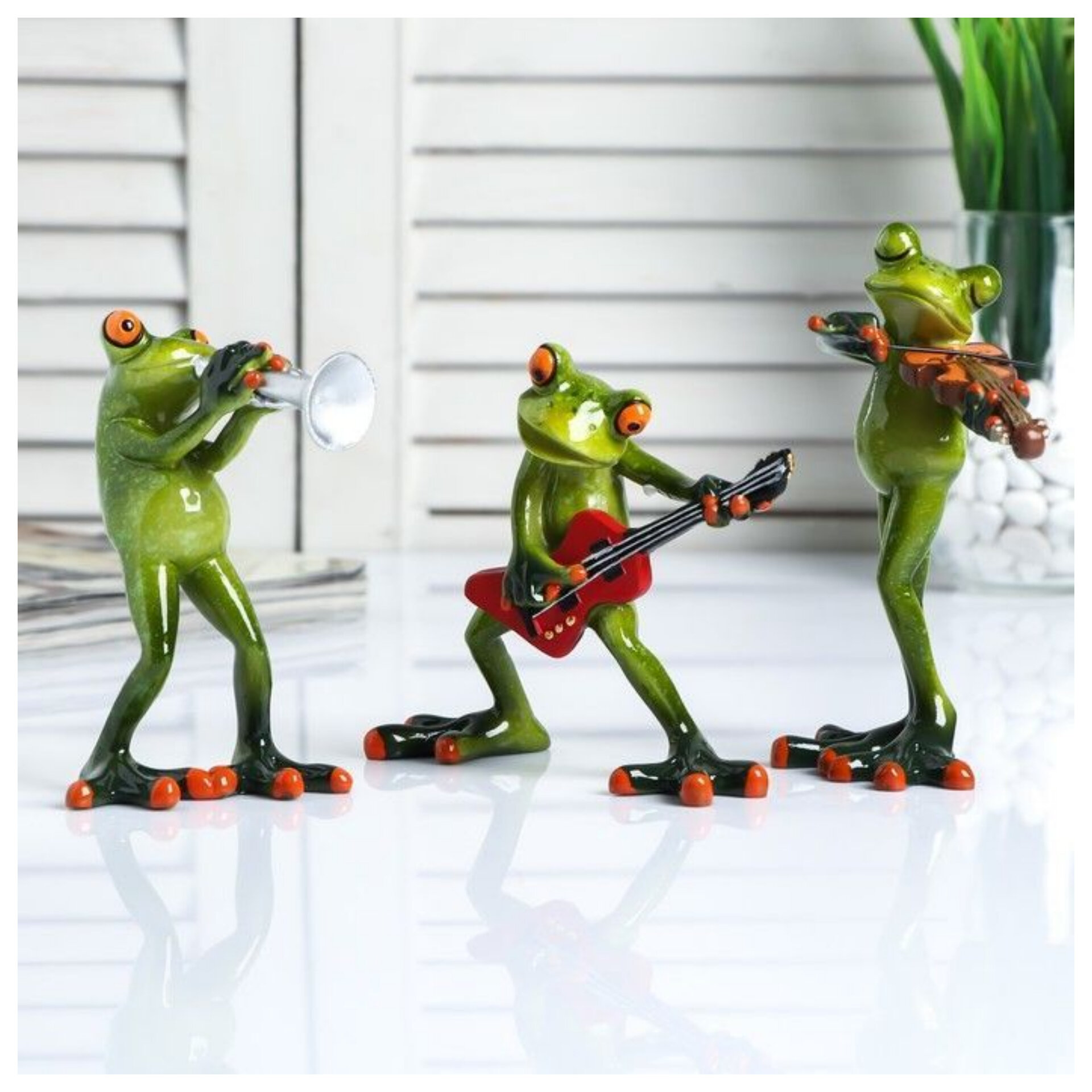 Декоративный набор фигурок «Лягушки музыканты», 14х5х14 см, полистоун