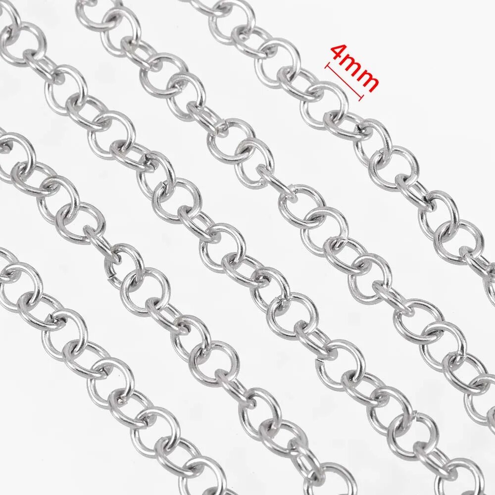 MINGXUAN Нержавеющая сталь серебристого цвета квадратная цепочка для 1meter, 4.0mm-Steel