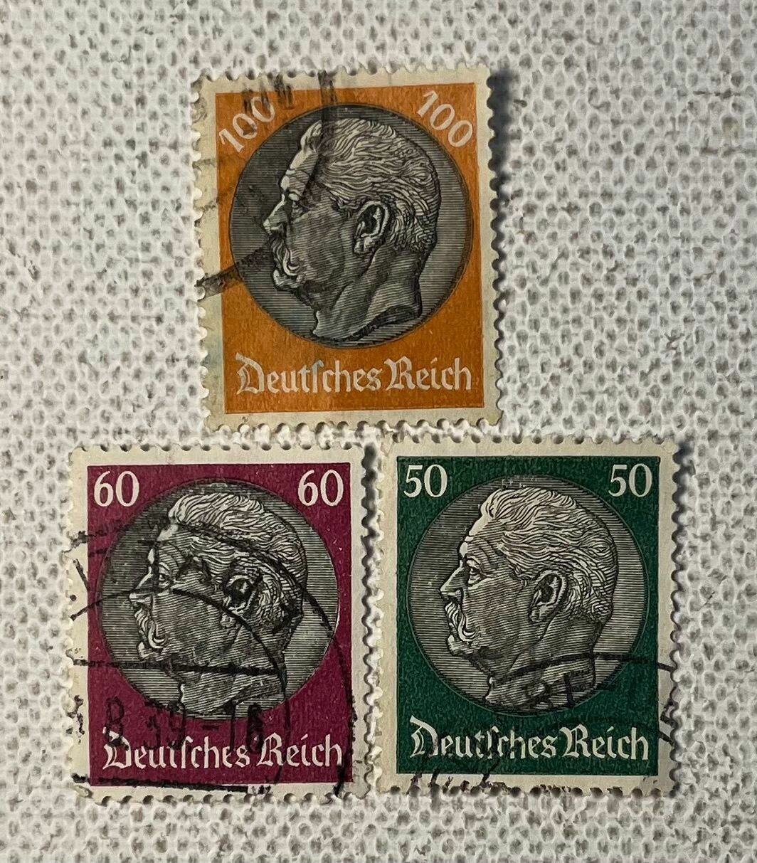 Почтовые марки 3 рейх 1933 Пауль фон Гиденбург крупные номиналы