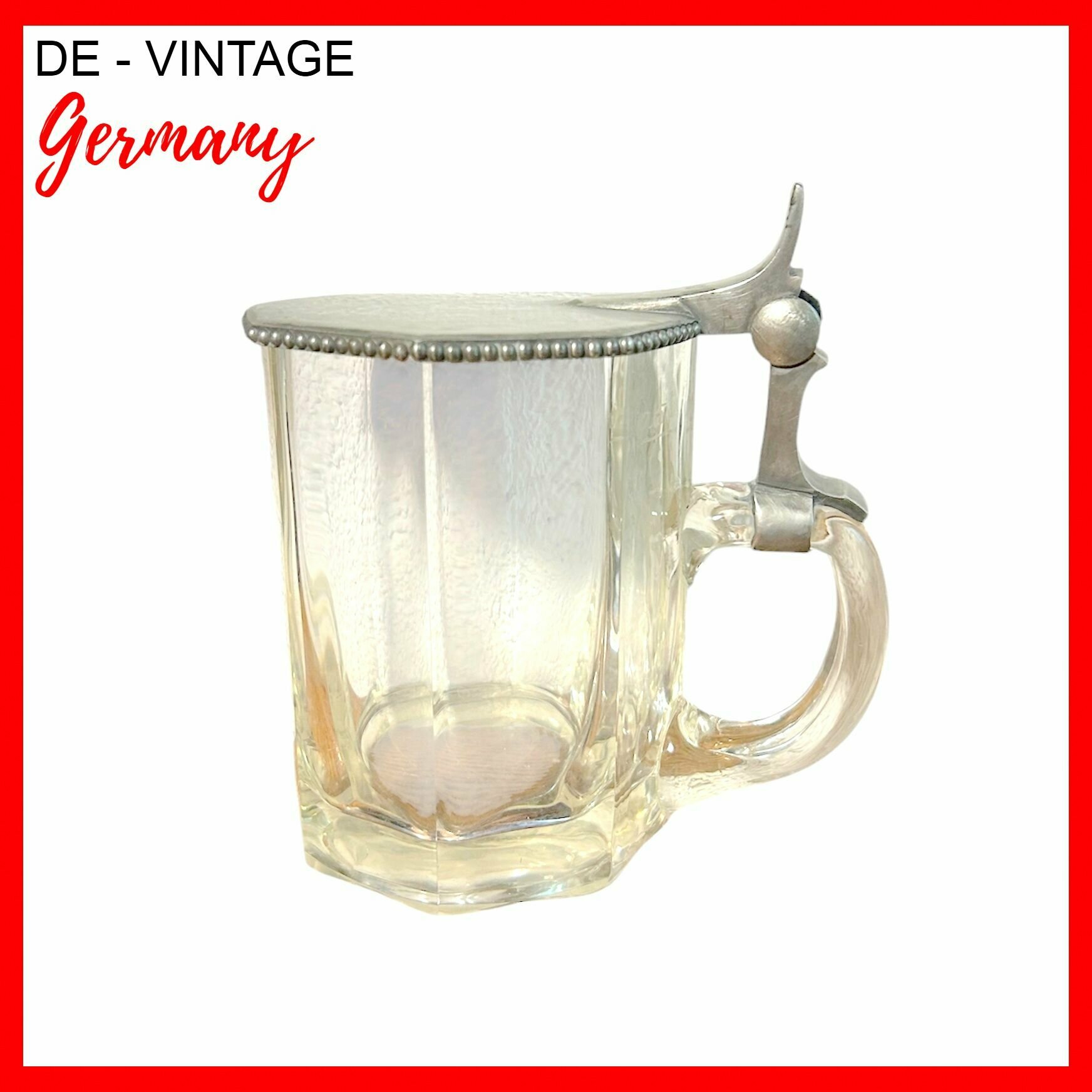 Пивная кружка винтажная посеребренная крышка. Германия