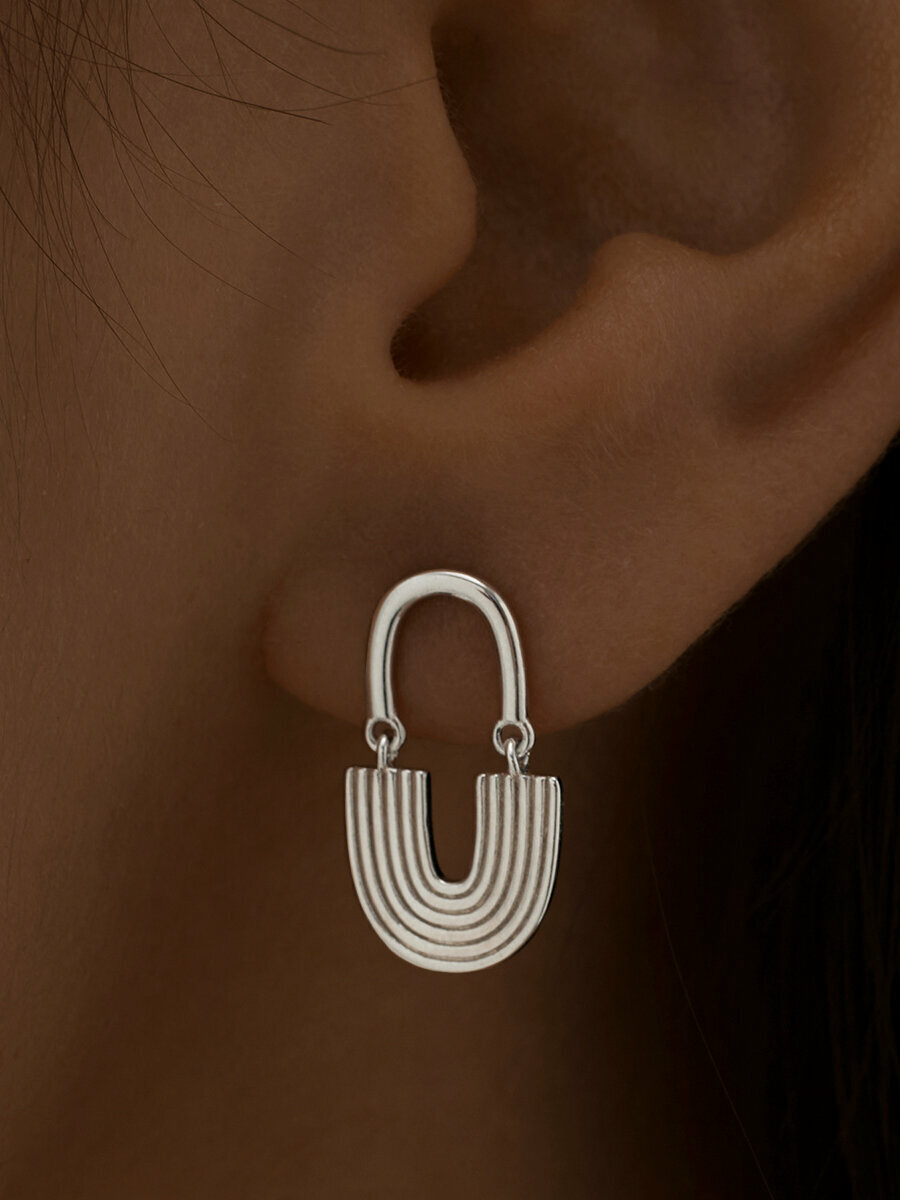 Серьги пусеты, серебро, 925 проба, родирование