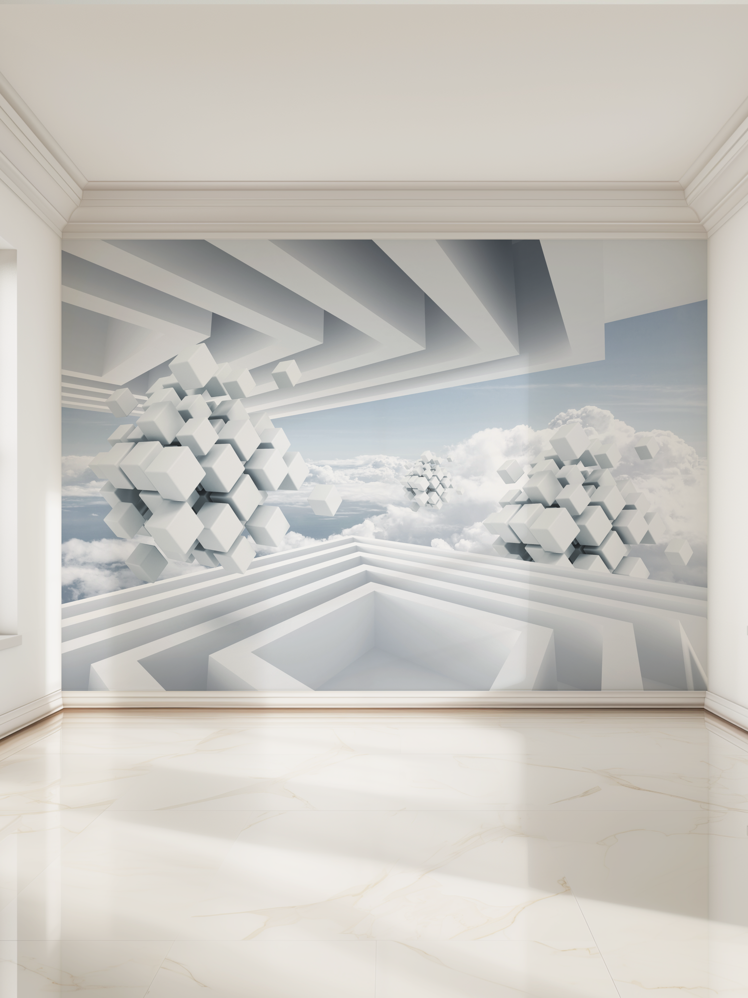 Фотообои 3д на стену "Абстракция кубы", флизелиновые 400х280 см на кухню, спальню, зал