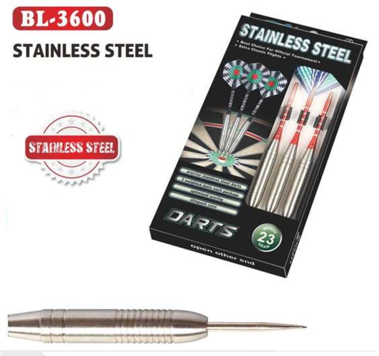 Дротики для дартс Baili Stainless BL-3600 23 г, латунь 3 штуки