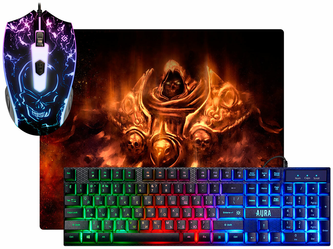 Игровой набор Defender Aura MKP-117 RU, мышь + клавиатура + коврик