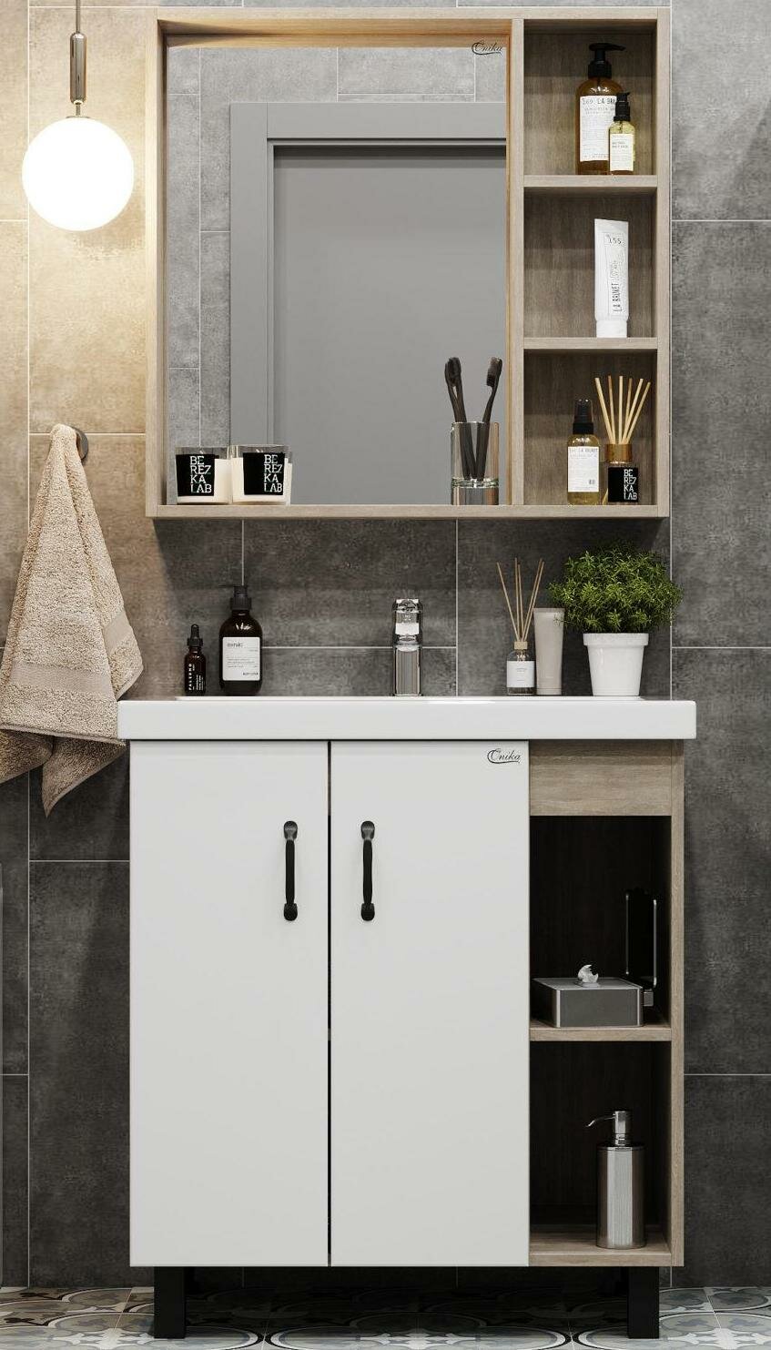 Мебель для ванной Onika Тимбер 70.10 белая/дуб сонома