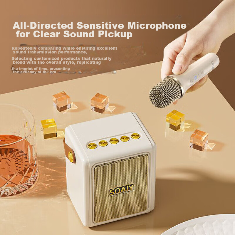 Soaiy Karaoke Microphone, Karaoke Microphone Speaker Combo, Microphone, Wireless Microphone, Home KTV Sound System Set, Singing Device with Built-In Sound Card, Bluetooth Speaker SK9