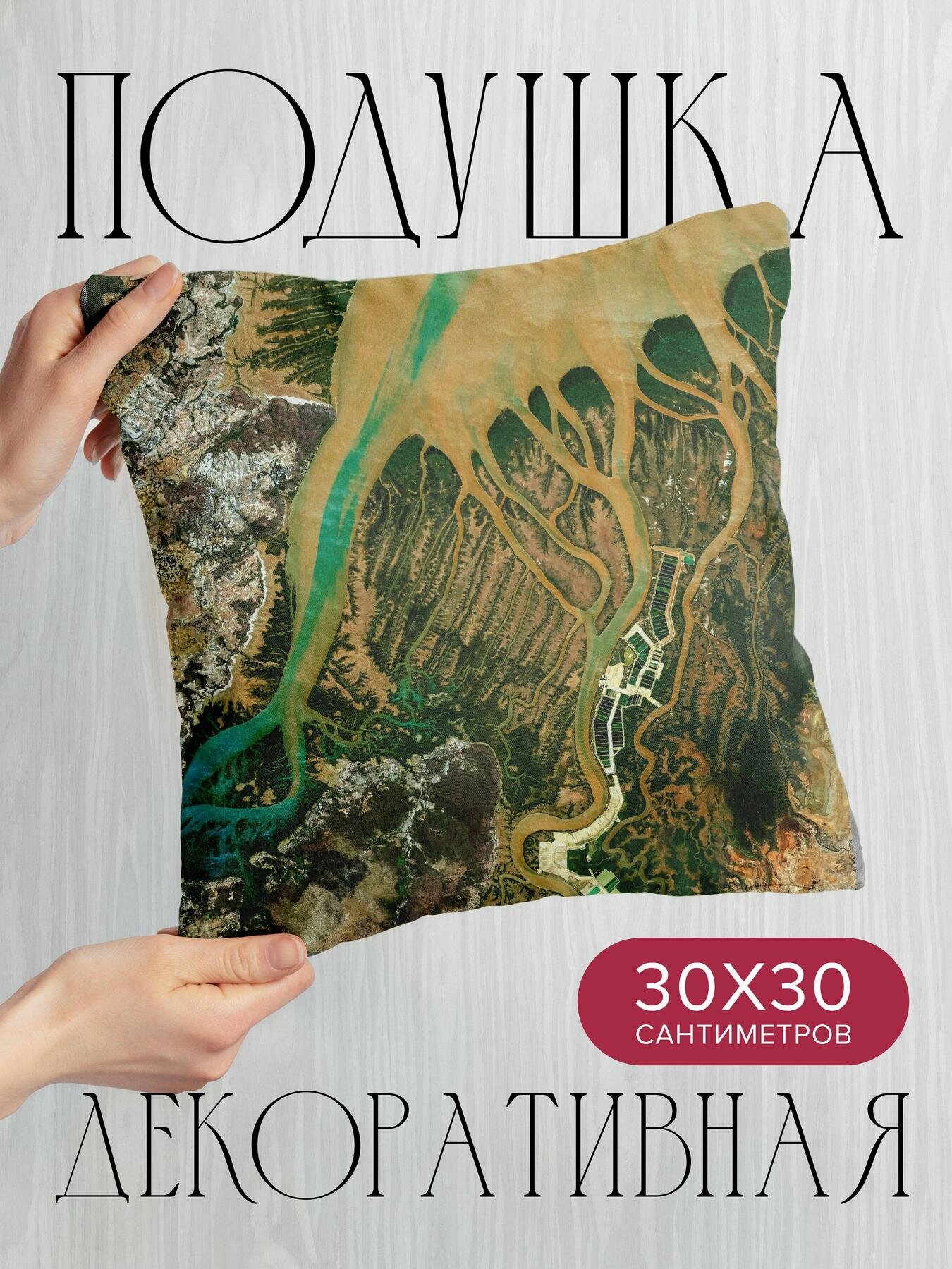 Подушка декоративная, 30x30см / Природа / африка / вид сверху