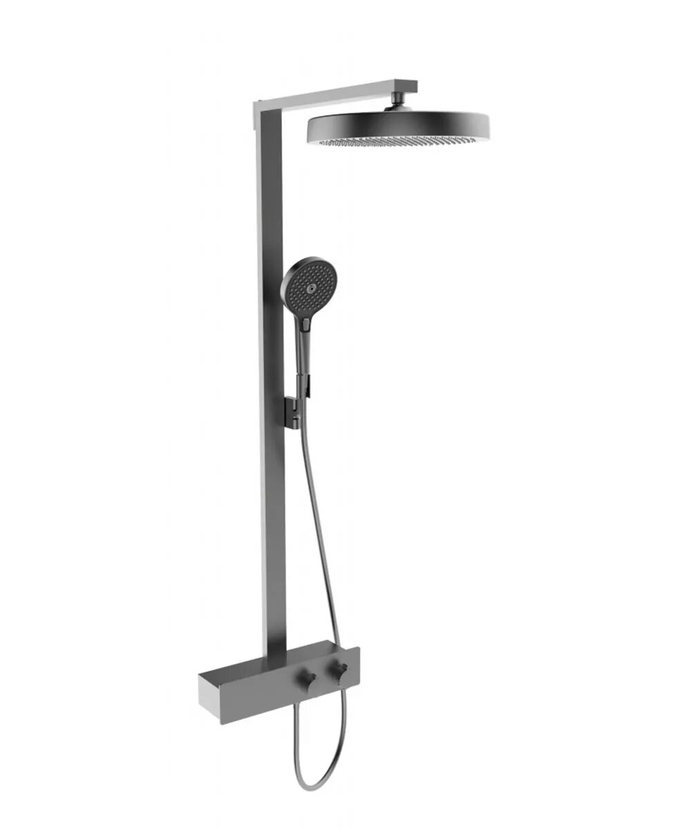 Душевая система с тропическим душем и термостатом из латуни от бренда Vieir V25008-G графит