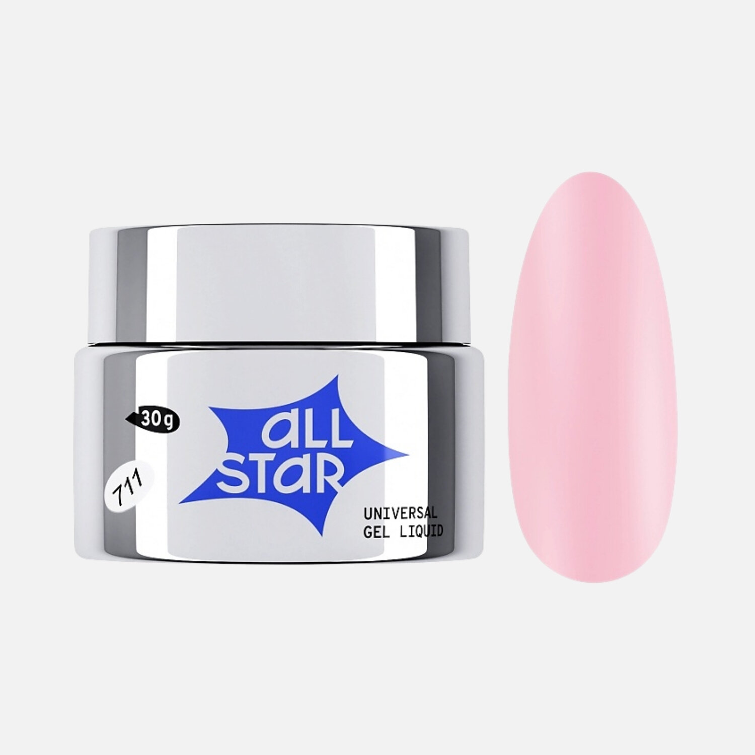 Жидкий гель Universal Gel Liquid All Star 711 Milky Pink 30 г
