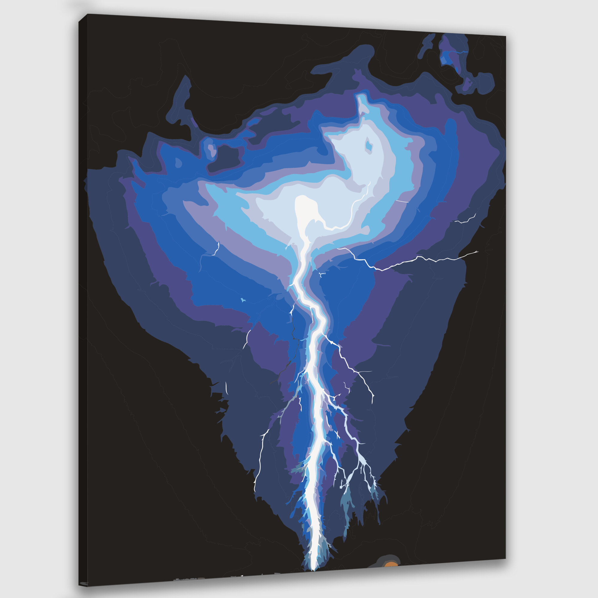 Картина по номерам 40x50 см, молния, грозовое небо, темные облака, удар молнии, скорость, ландшафт, яркие цвета