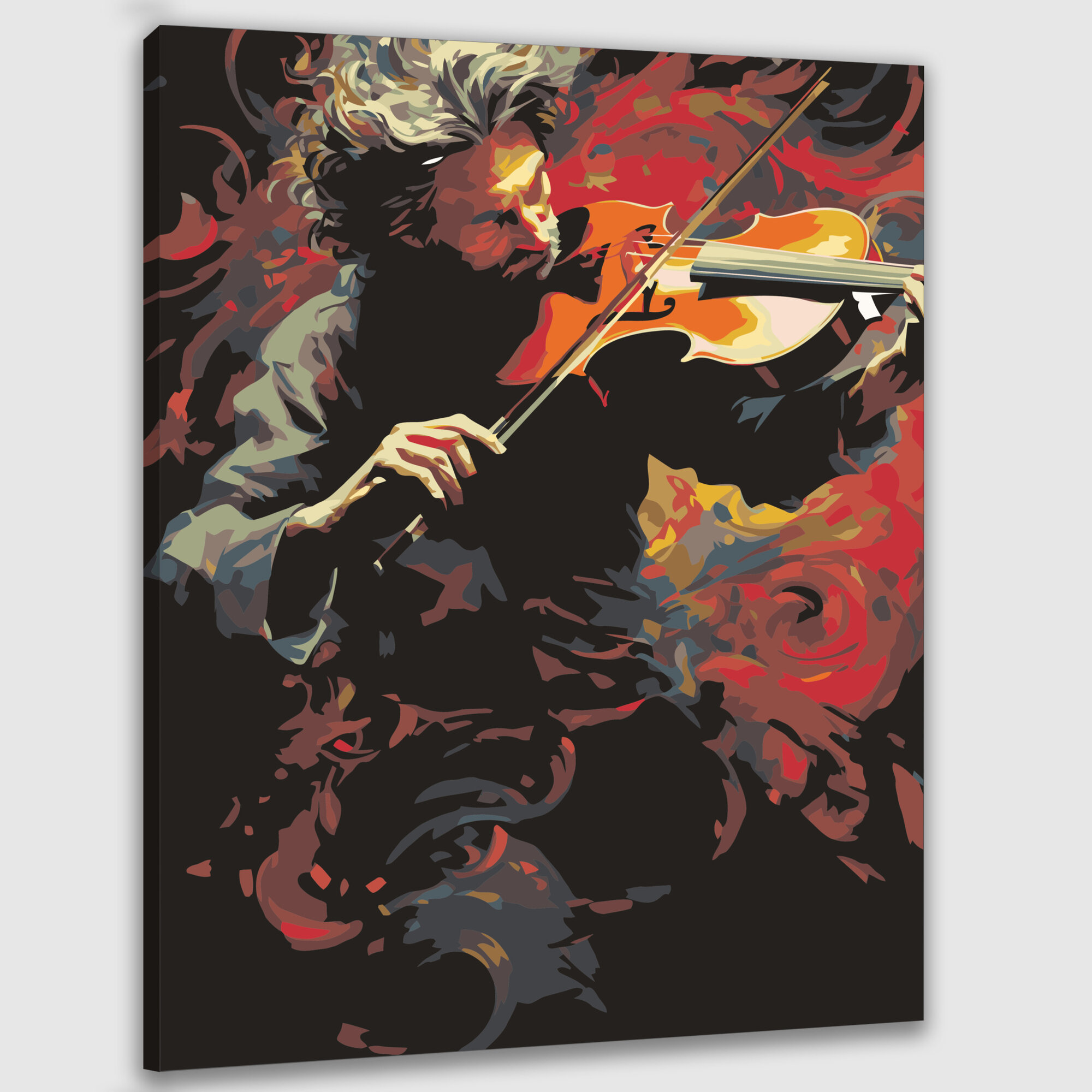 Картина по номерам 40x50 см, яркая, цифровая, картина, страстный музыкант, скрипка, закрытые глаза, покачивание телом