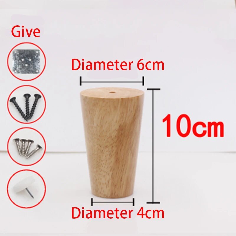 Ножки мебельные из массива дерева, регулируемые по высоте, с разъемом и винтами Straight 10