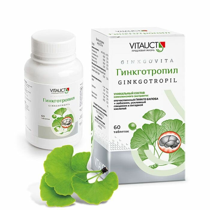 Vitauct Гинкготропил, Для мозга, памяти и внимания, 60 таблеток