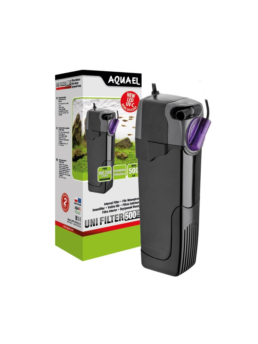 Фильтр внутренний AQUAEL UNI FILTER UV 500 для аквариума 100 - 200 л (500 л/ч, 6 Вт) со стерилизатором