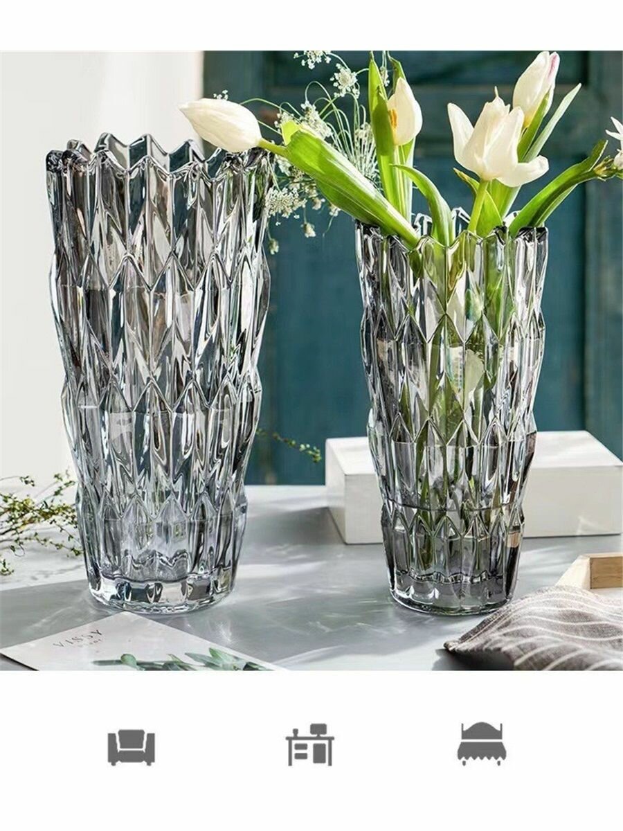 Ваза, хрустальное стекло,24, серый