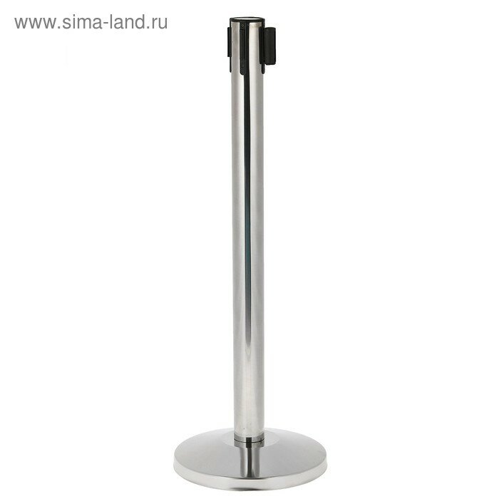 Стойка ограждения, с вытяжной лентой-180 см синей, высота-80 см, диаметр-6 см, напольный диаметр-32 см