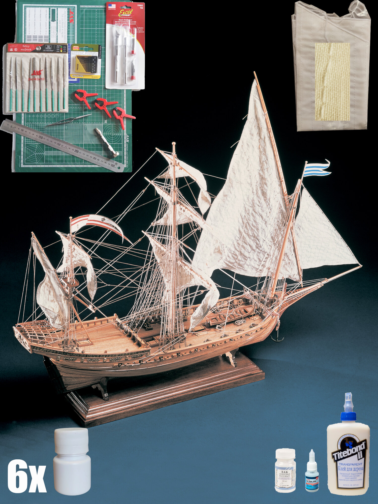 Модель корабля Corel, торговое судно Mystique, 810х550х310 мм, М.1:50, подарочный набор, инструменты, краски, лак, клея