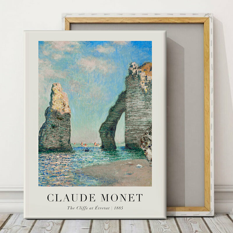 Картина на холсте 40х50 см "Клод Моне скалы в Этрета репродукция", на стену для интерьера