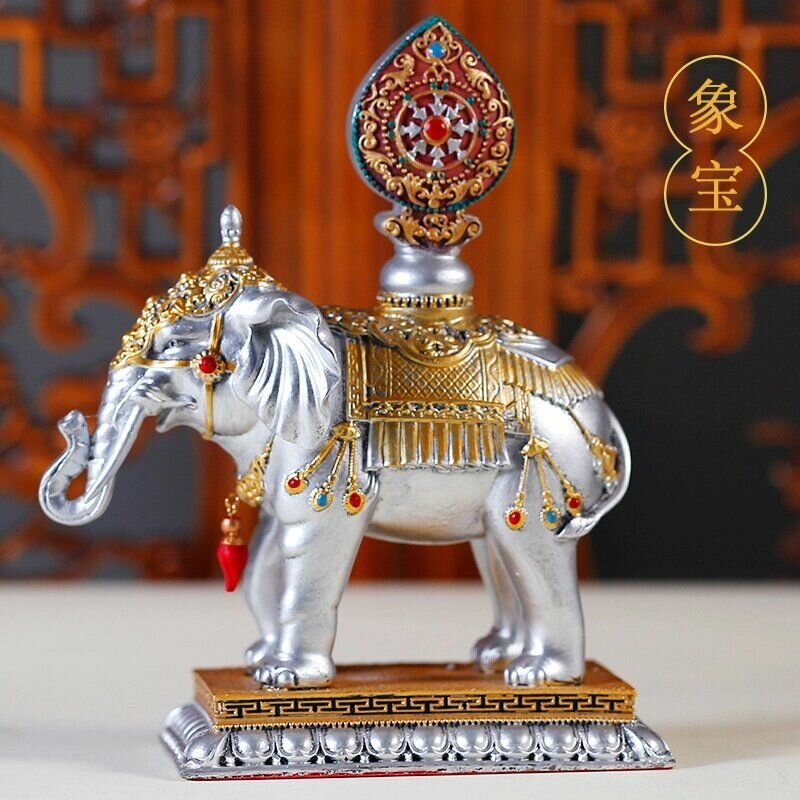Статуэтка "Слон с колесом Дхармы", полистоун, Китай (21*14*8 см.)