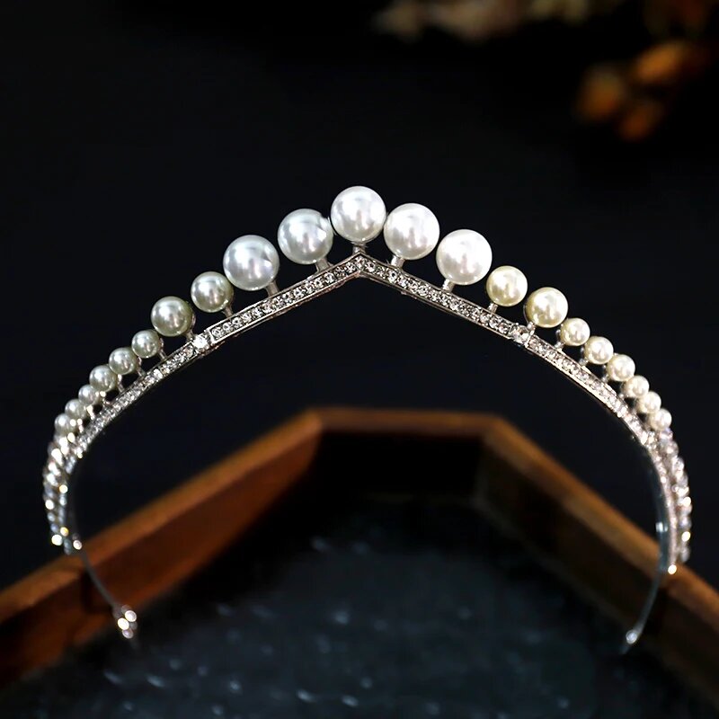 Простые жемчужные свадебные диадемы, короны, повязки на голову, вечерние повязки для волос с кристаллами, аксессуары для волос невесты, украшения для выпускного вечера