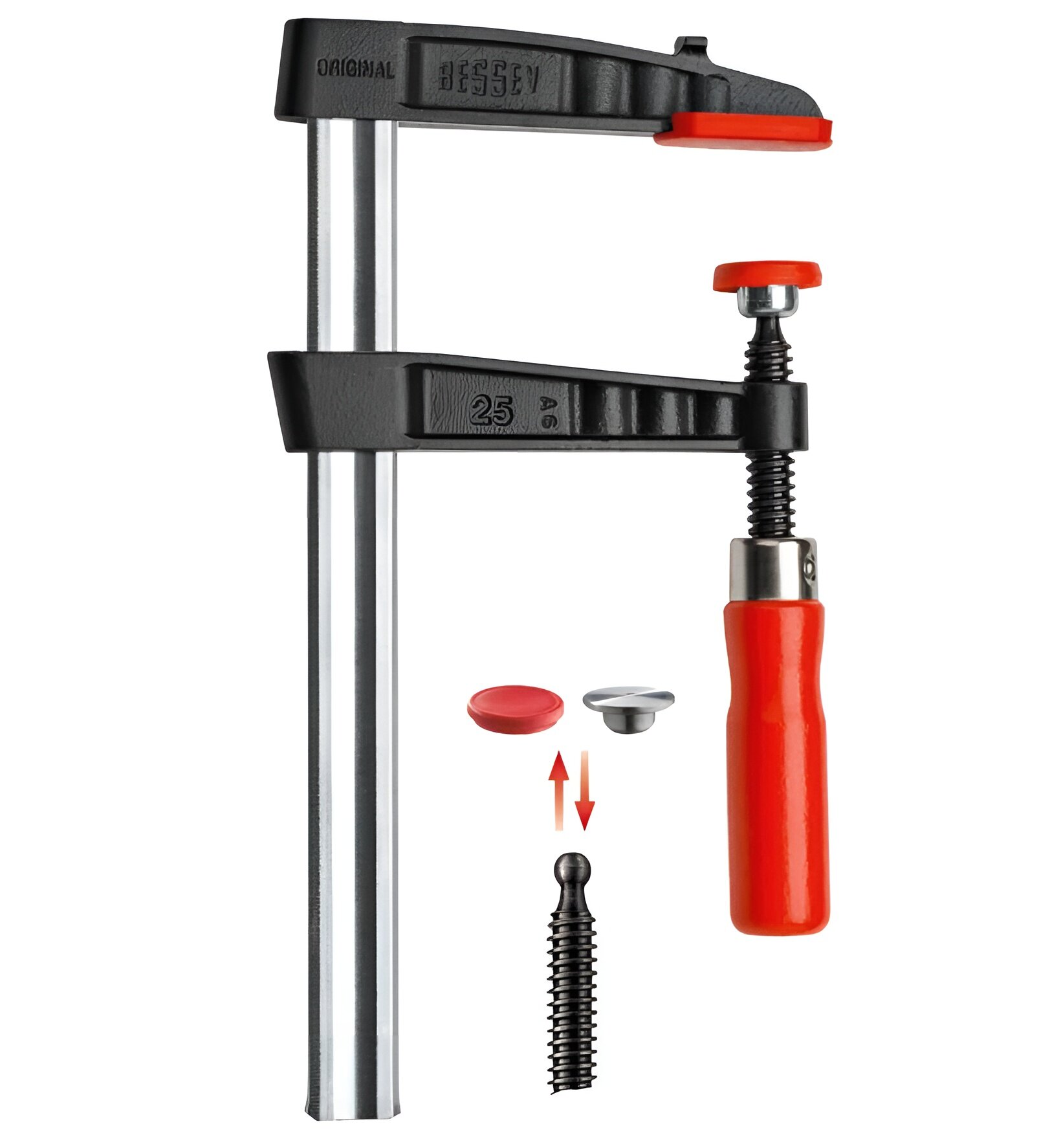 Струбцина чугунная BESSEY TG60S17 600/175, 6 кН, деревянная ручка