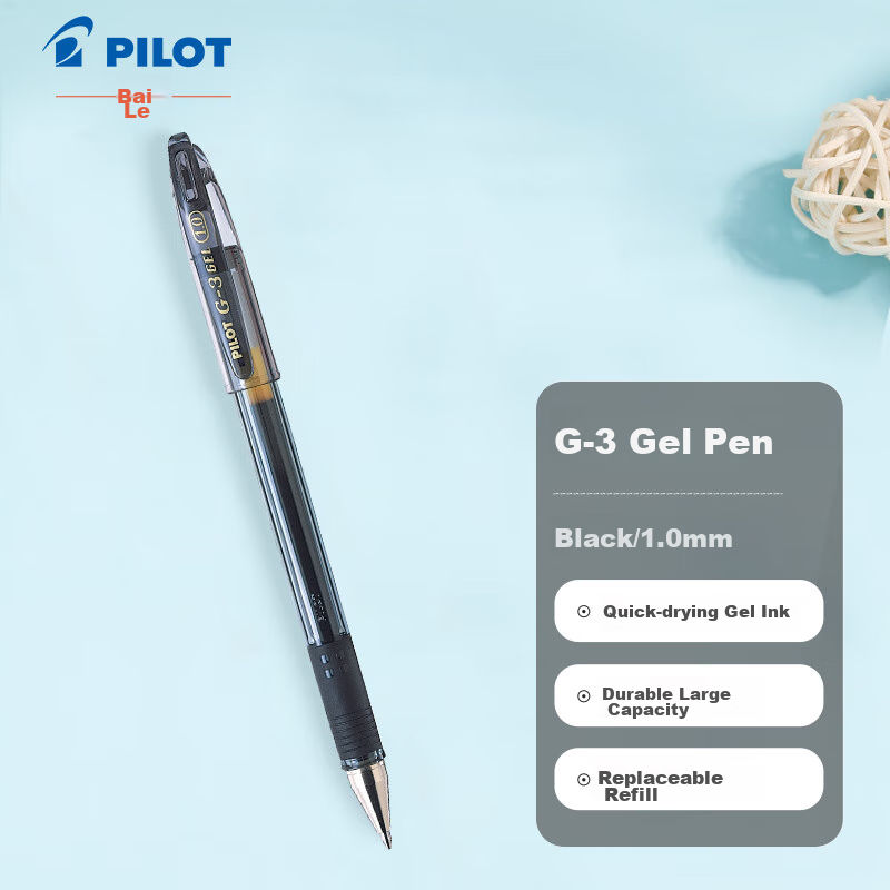 PILOT Large Capacity Bullet Tip Non-Slip Gel Pen, Gel Ink Signing Pen for Office And Student Use, BL-G3 1.0mm Black, Single Pen