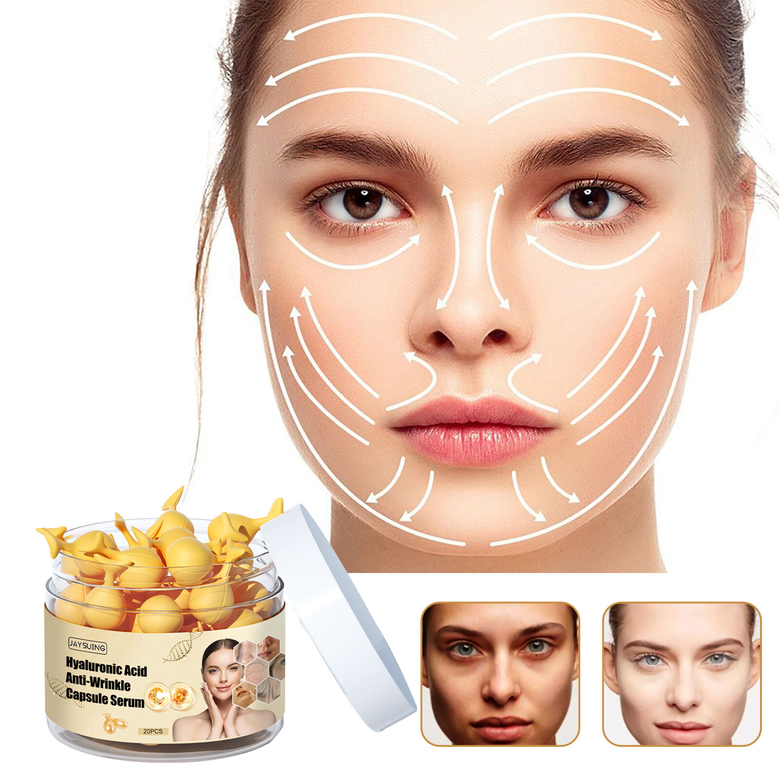 Капсула с гиалуроновой кислотой против морщин, эссенция для восстановления барьера против морщин, увлажнение, укрепляющая эссенция для кожи лица