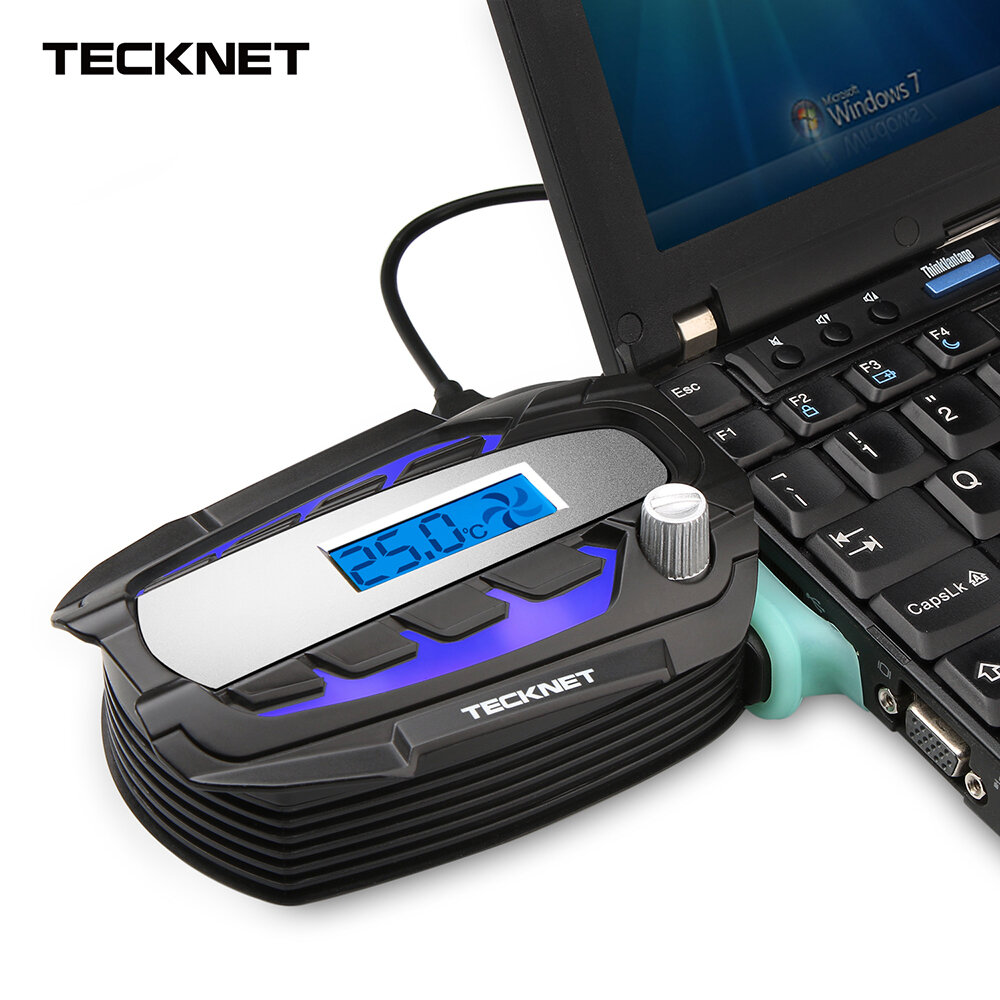 TeckNet Portable Notebook Laptop Cooler USB Вентилятор Cooling Air Cooler Speed Adjustable with LCD Temperature Display for 12-17 inch