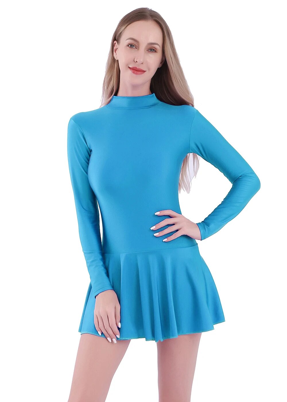 Балетное трико Aoylisey из нейлона и спандекса XXL, Голубой, Небесно-голубой