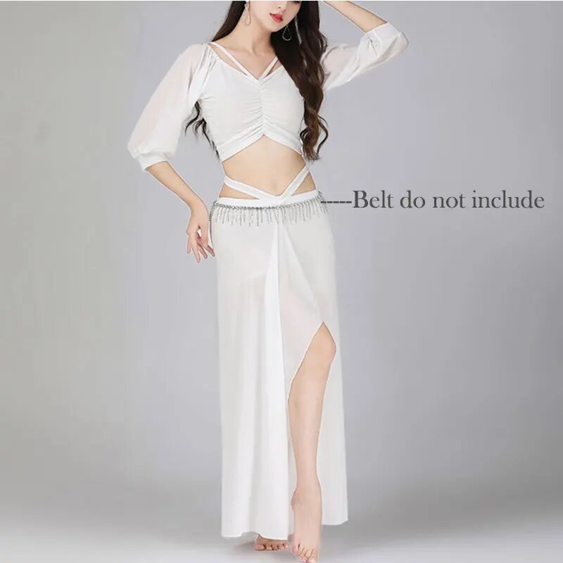 Комплект для танца живота из топа и юбки Белый, XXXL, white