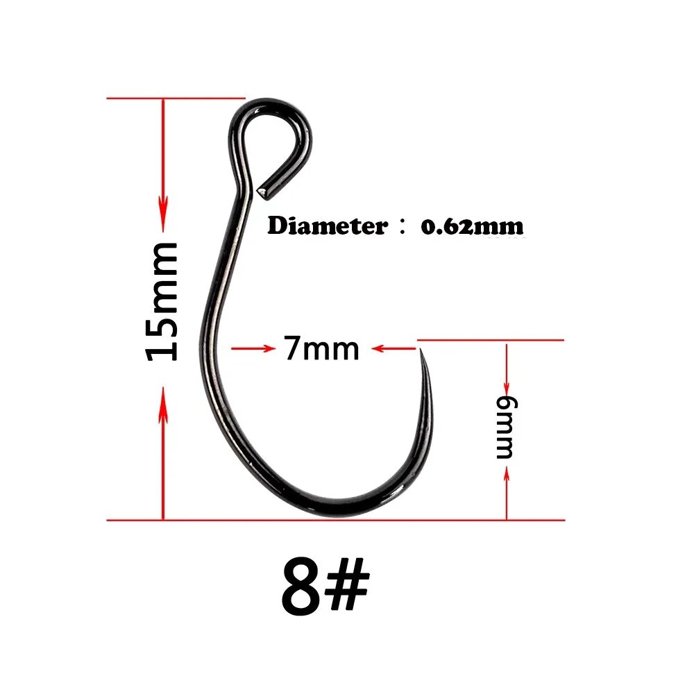 Крючки для воблеров Time 100 шт, высокоуглеродистая сталь #4/6/8 Size 8