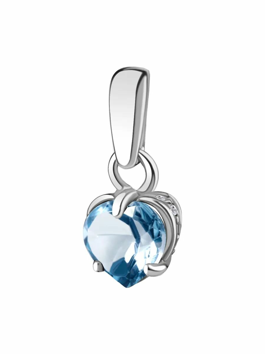 Подвеска, серебро, 925 проба, родирование, фианит, топаз