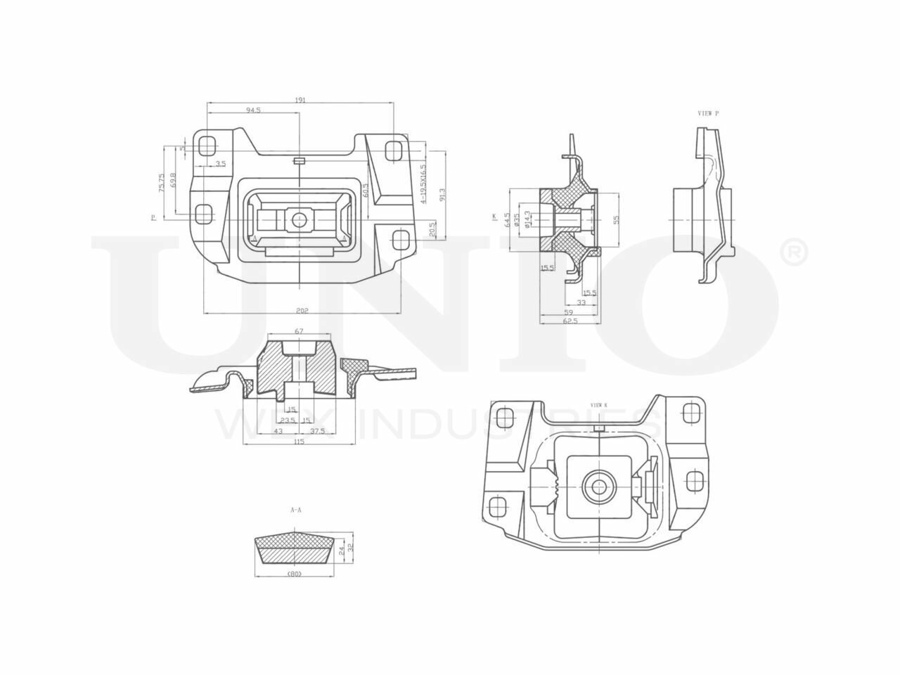 Опора двигателя левая, для Мазда 3 03-, 5 05-, Mazda 05-, артикул RMP-15077, производителя UNIO