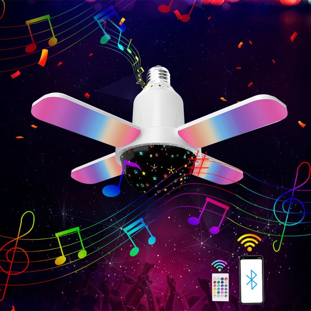 1500 лм LED лампа с Bluetooth, проекцией, динамиком, синхронизацией света и музыки, 6500K