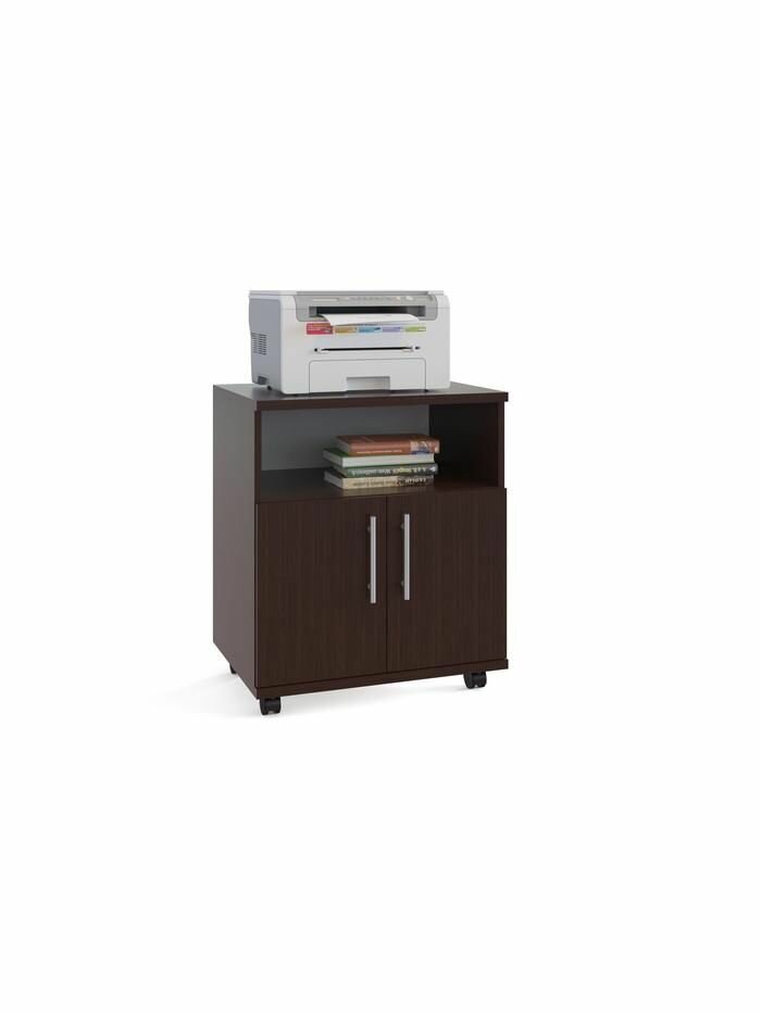 Тумба офисная, прикроватная Латина с полками, на колесиках, 60х44.6х69.4 см, Венге