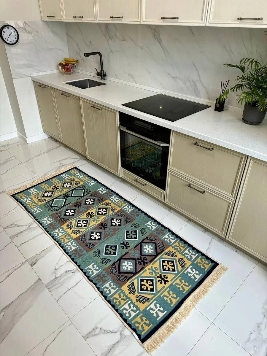 Ковровая дорожка 80х200 см Green Carpet, двусторонний безворсовый килим, Турция