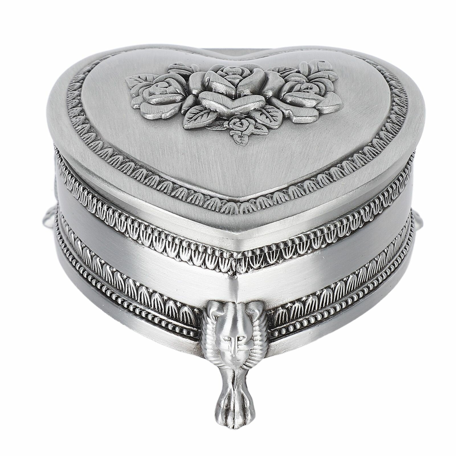 Металлическая шкатулка для драгоценностей в форме сердца, античная коробка для безделушек в форме розы, винтажный органайзер для безделушек для колец, сережек