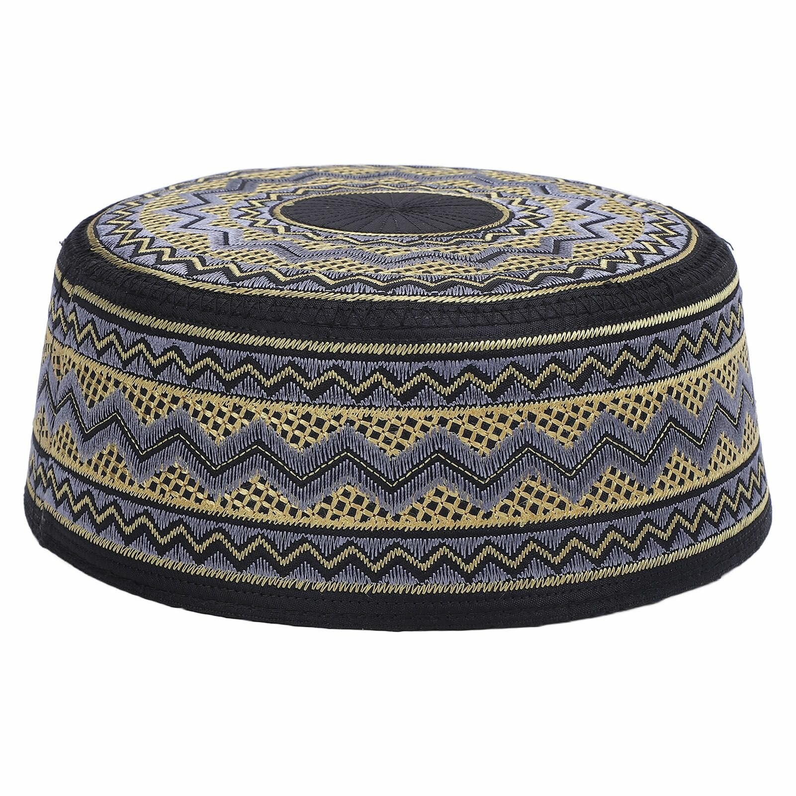 Мужская вышитая куфи для религиозных церемоний, желтая, 59 см