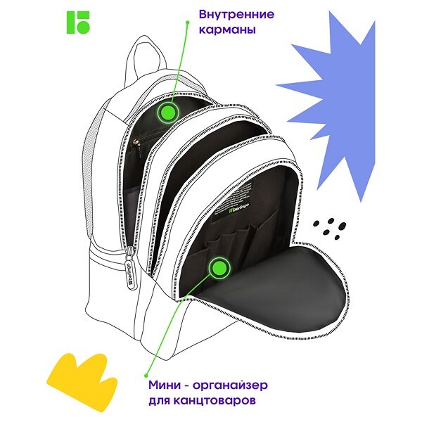 Рюкзак Berlingo "inStyle.Now or never", 41*27*20 см, 3 отд, эргоном. спинка, мужcк.