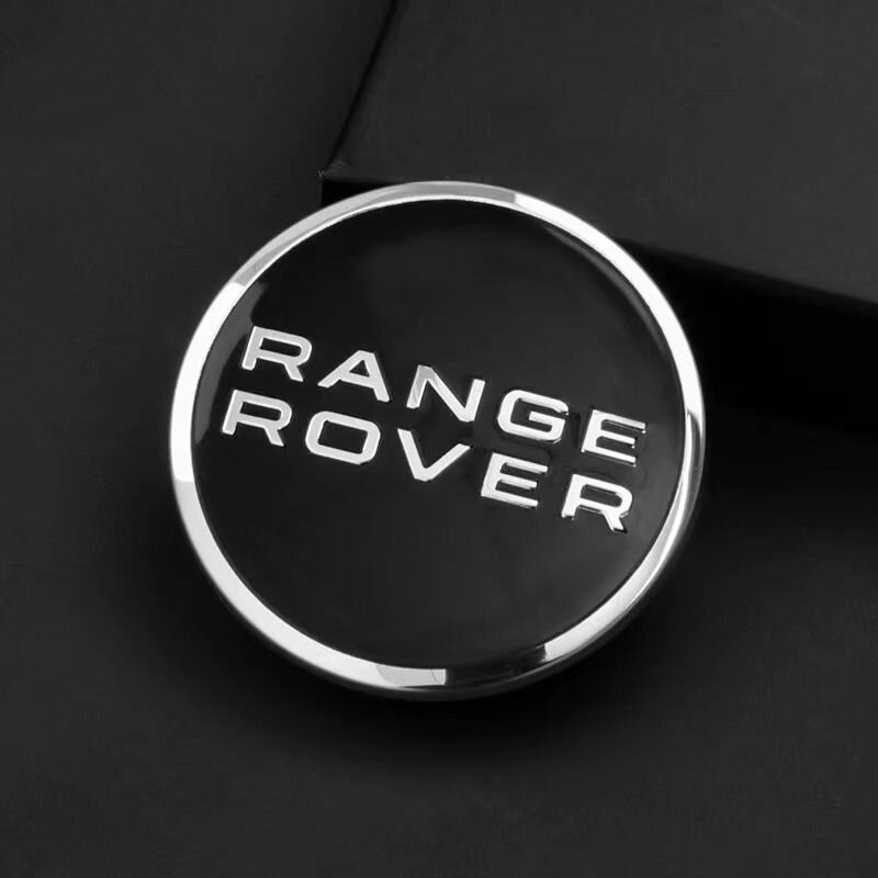 Колпачки заглушки на колесные литые диски Range Rover, Land Rover эмблема с надписью хром 62 мм комплект 4 шт