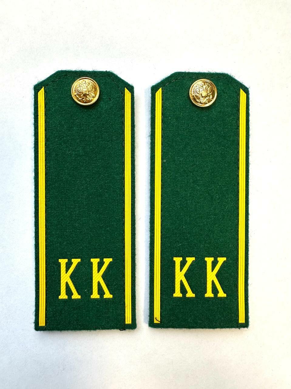 Погоны кадетские Кк Пс, сукно (13 см) с фурнитурой цвет Зеленый