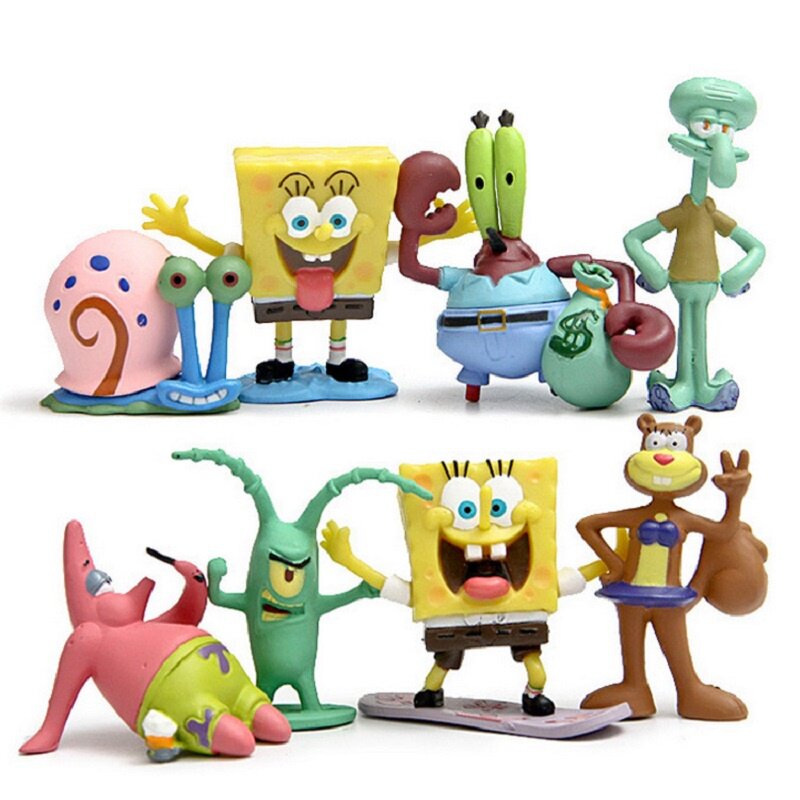 Фигурка spongebob squarepants patrick star squidward tentacles pvc, 8 шт