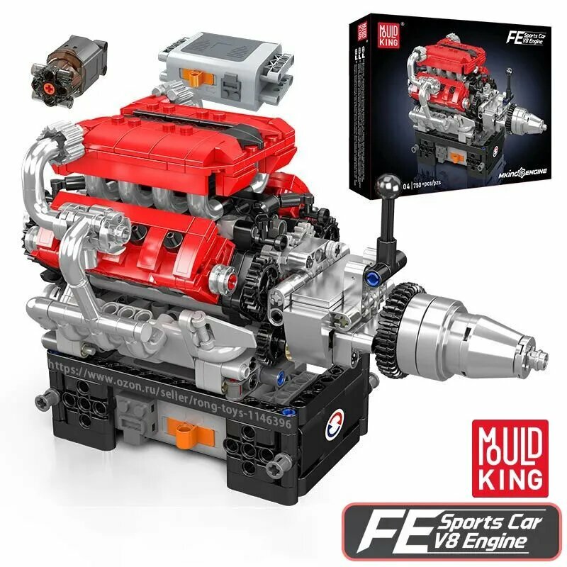 Конструктор MOULD KING "V8 FE Sports Car Engine", 750 деталей
