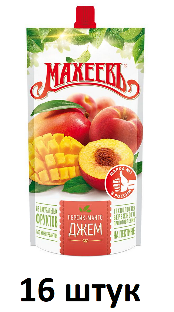 Джем Махеевъ Персик и манго, дой-пак с дозатором, 300 гр - 16 штук
