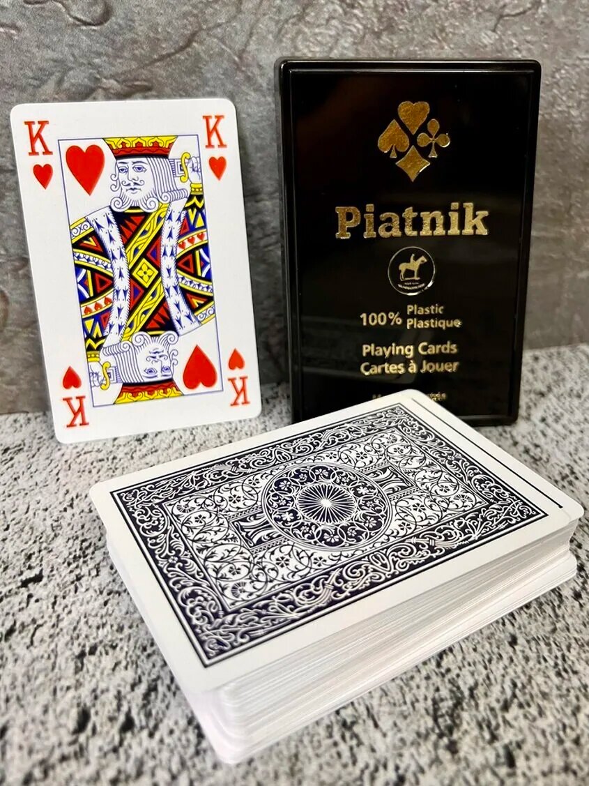 Карты игральные 54 шт. Piatnik Bridge, пластик, синяя рубашка